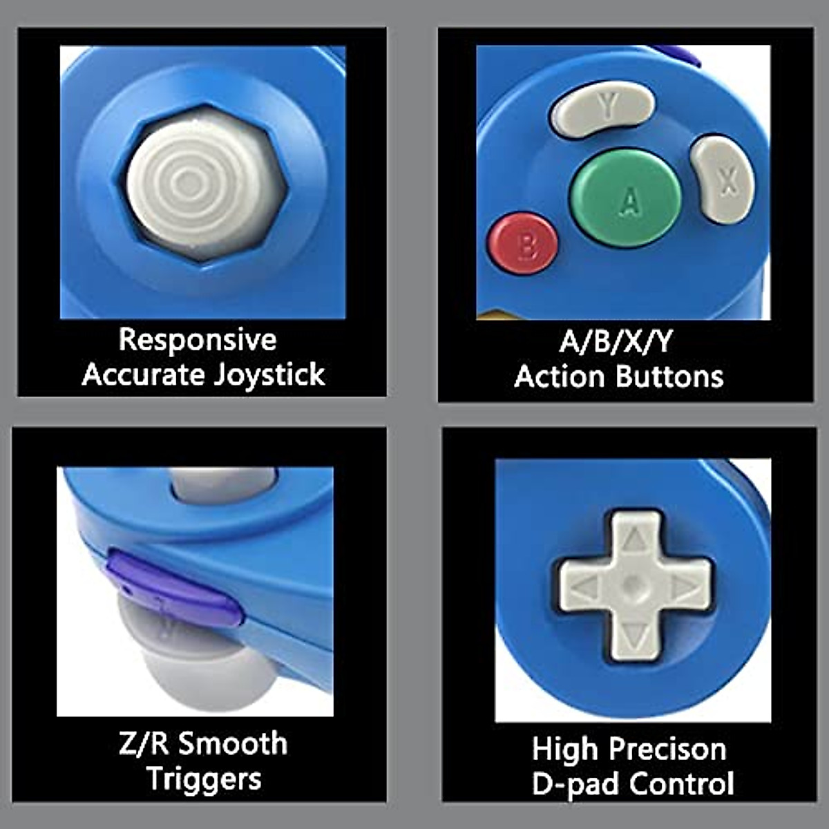 Reiso Classic NGC Wired USB Controller for Windows PC MAC(blue1)