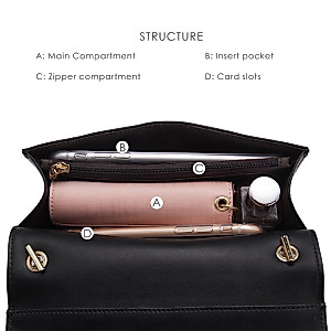 FOXER Women Leather Crossbody Bag Small Crossbody Purse Shoulder Bag Valentine's Day Gift Black, One Size