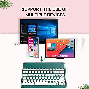ElecMosWN Urtra Slim Bluetooth Keyboard for iPad Mac,Compact Rechargeable Wireless Keyboard for iPad,iPad Pro/Mini/Air,iPhone,MacBook,Windows Laptop Surface Pro Android Tablet Smartphone(Green)