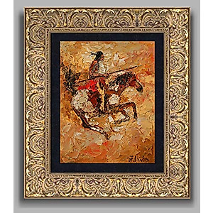 (SOLD) Chasing Buffalo - Equine horse painting by internationally renown painter Andre Dluhos