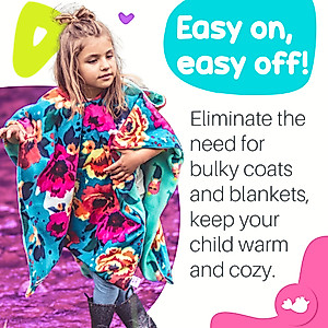 Birdy Boutique Car Seat Poncho for Kids – Safe to Use Over Seat Belts – Reversible Warm and Cozy Blanket – Easy on Easy Off and Doesn’t Impact Car Seat Performance – Mermaid Floral – One Size