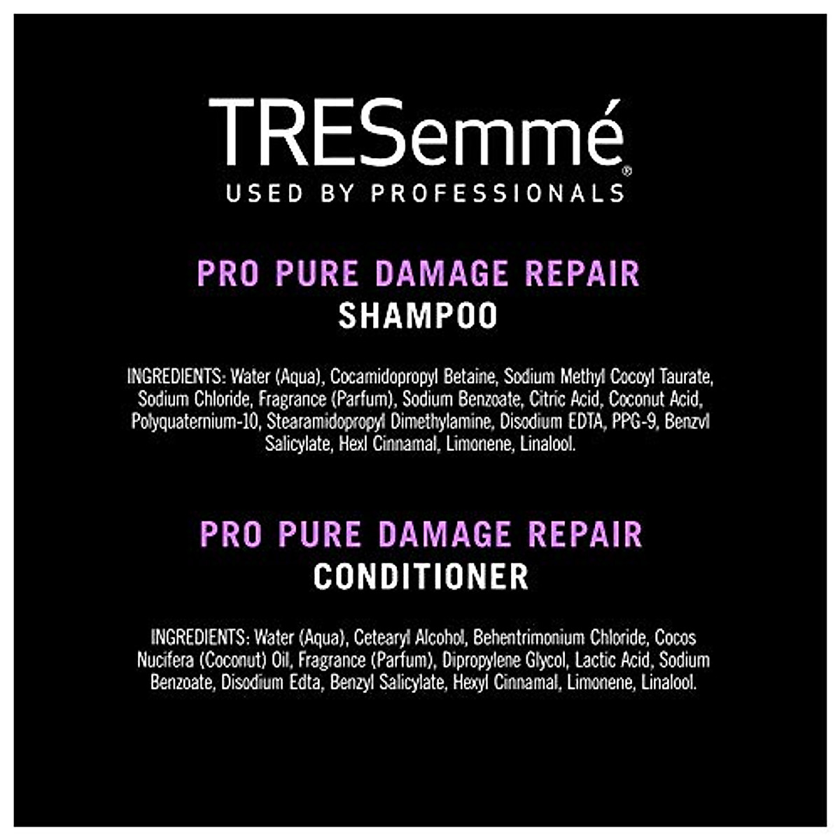 TRESemmé Pro Pure Sulfate Free Shampoo, Conditioner and Styler To Repair Damage and Add Volume Damage Repair Sulfate Free, Paraben Free and Dye-Free Hair Care 3 Count