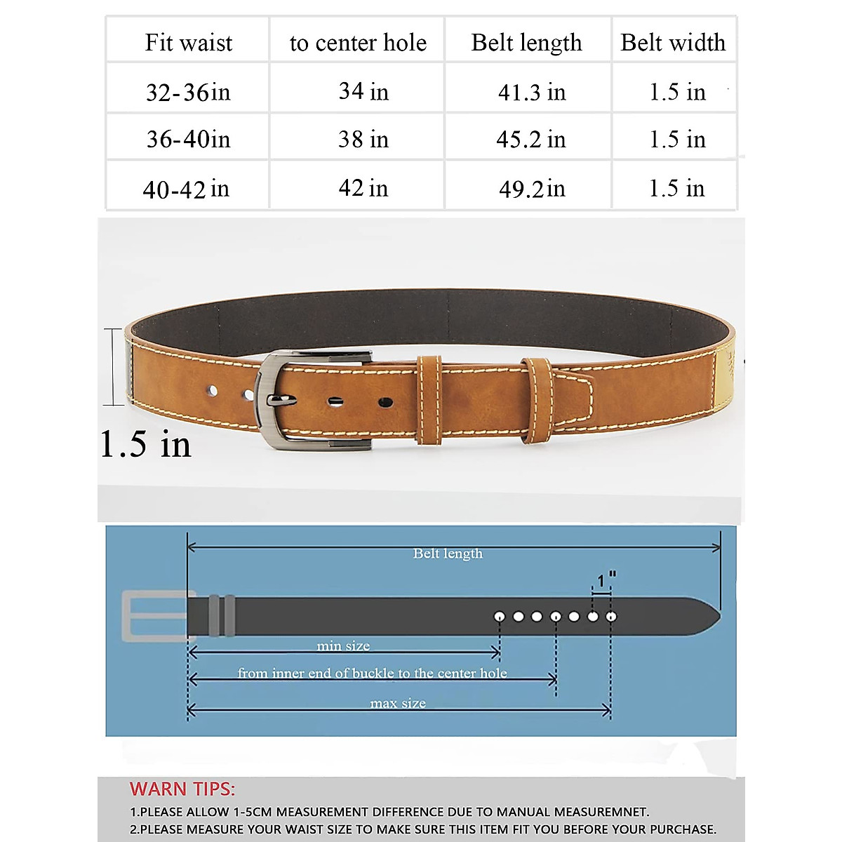 URAMAN Cowboy Embossed Leather Belts For Men With Buckle Western Country Belts for Jeans Pants Dresses Casual