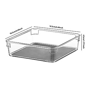 2Pcs Plastic Drawer Organizer 6.5 x 6.5 Inch Utensil Tray Non-Slip Lining and Rubber Feet for Organize Flatware or Makeup Storage