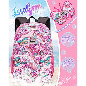 LSSAGOON Butterfly Print Backpack for Girls Teens Women.16in Bookbag W/Stationery Bag.Casual Baypack for Travel School Gift.