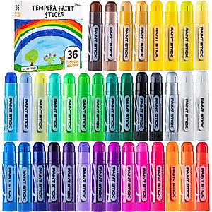 JOYIN 36 Colors Assorted Washable Tempera Paint Sticks, Quick Drying and No Mess Paint Sticks for Arts and Crafts Project, Art Easter Gifts for your Kids and Artists
