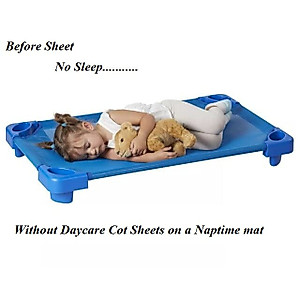 Daycare Sheets- Pre-School Cot Sheet, Children's Naptime Mat Sheet, White Breathable Soft 22 X 54 inch Pack of 6- Cot Fitted Sheet for Boys and Girls Standard Daycare Cot Sheets