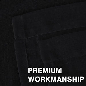 H.VERSAILTEX Linen Curtains Nickel Grommet Natural Linen Semi-Sheer Curtains, Privacy Added Premium Soft Rich Material Linen Curtain Panels for Living Room - 52x84 - Inch - Butter