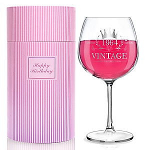 2024 60th Birthday Gifts for Women, Unique Vintage 1964 Wine Glass Gifts for Her - Grandma, Mom, Sister, Wife, Friends, Personalized 60 Year Old Bday Decorations, Funny Present Ideas
