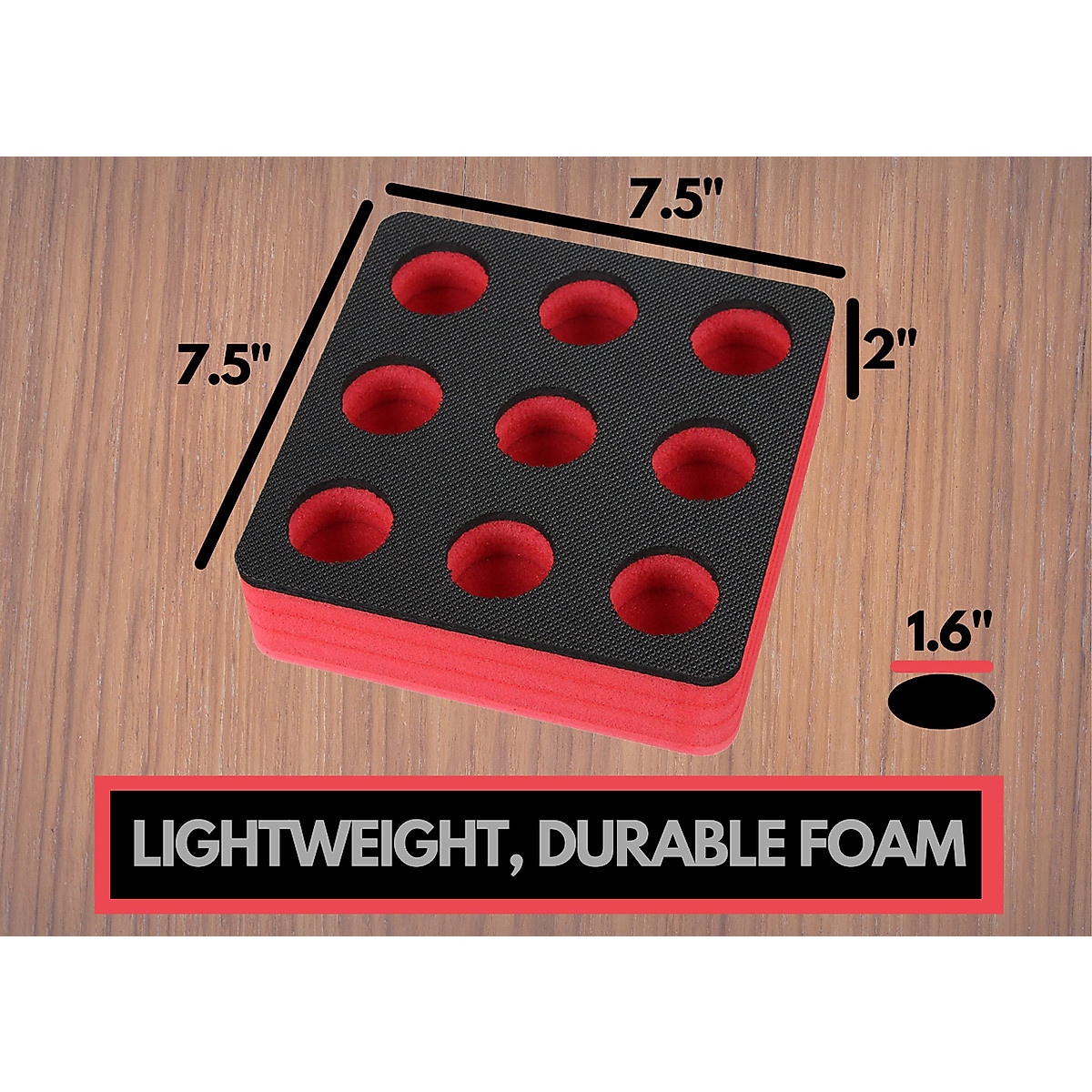 Polar Whale 2 Shot Glass Holders Organizer Modern Tray for Home Kitchen Bar or Club Party Durable Red and Black Durable Foam Serving Rack 7.75 Inches Wide Each Holds 9 Shots