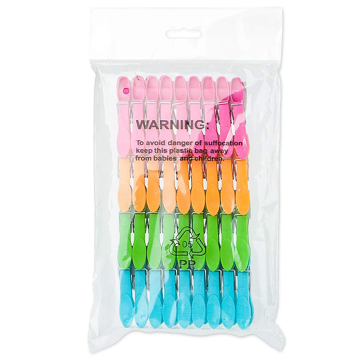 Colorful Plastic Clothespins, Heavy Duty Laundry Clothes Pins Clips with Springs, 4 Colors Clothes Drying Line Pegs for Kitchen Outdoor Trip, Air-Drying Clothing Pin Set(36 Pack)