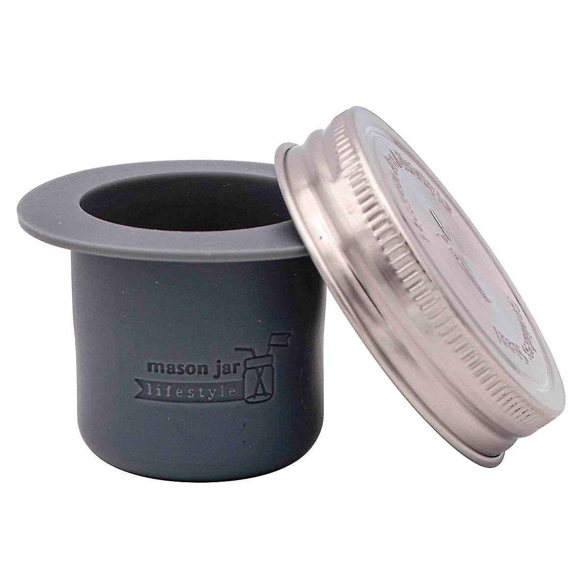 Mason Jar Lifestyle Divider Cup For Salads, Dips, and Snacks. Plastic Free Bento Lunch Container(Charcoal Gray, Regular Mouth)