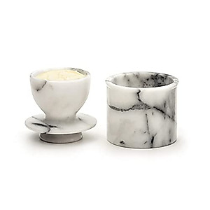 RSVP International White Marble French Butter Pot, Holds One Stick or 1/2 Cup | Made From Natural White Marble | Keep Butter Fresh & Spreadable at Room Temperature in Crock Dish