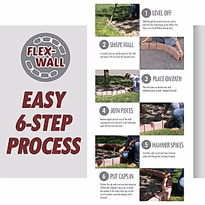 Garden Elements True Form Outdoor Decorative Flex-Wall Resin Edging for Gardens, Playgrounds, Plastic Life-Like Cobblestone Landscape Lawn Borders, 4 Foot Section (Pack of 4)