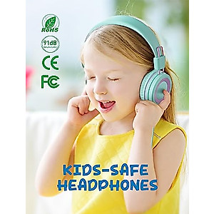 VotYoung Kids Headphones with Microphone, 2 Pack Kids Headphones for Kids Teens with Sharing Splitter, Wired Kids Headset with 91dB Volume Limit, Stereo On-Ear Headset for School/Tablet/Travel