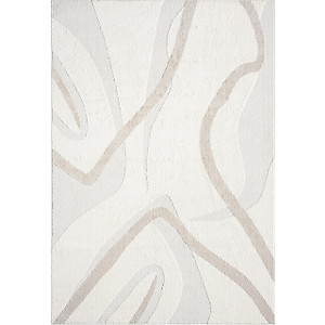 Abani Nomad Cream & Beige Area Rug 5' x 8' for Living Room, Bedroom - Chic Abstract Pattern - Durable & Easy to Clean