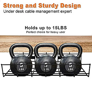 COYACOOL Under Desk Cable Management- 2 Pack Cord Organizer. Metal Wire Cable Management Tray for Office, Studio and Home. Super Sturdy Under Table Cable Management - Black Cable Organizer