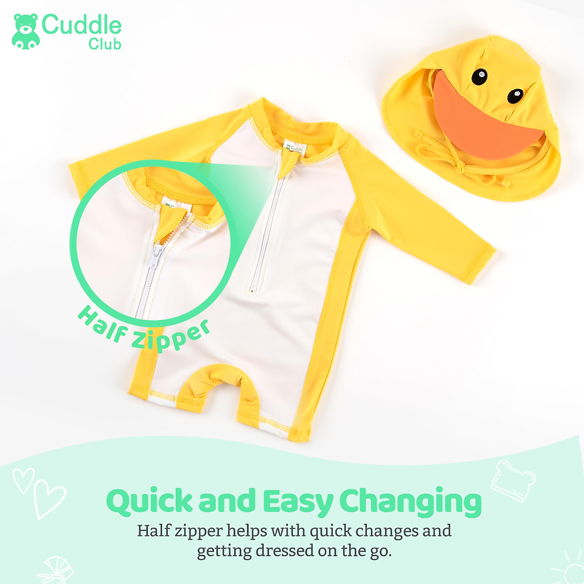 Cuddle Club Baby and Toddler One-Piece Swimsuit | UPF 50+ All-Day UV Protection Infant Sunsuit