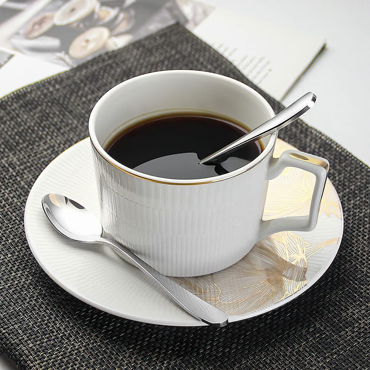 IQCWOOD Coffee Spoons, Mini Espresso Spoons, 6 Pieces Stainless Steel Spoons Silverware Set, Dinner Spoons for Home, Kitchen or Restaurant, Dishwasher Safe 4.7 Inches