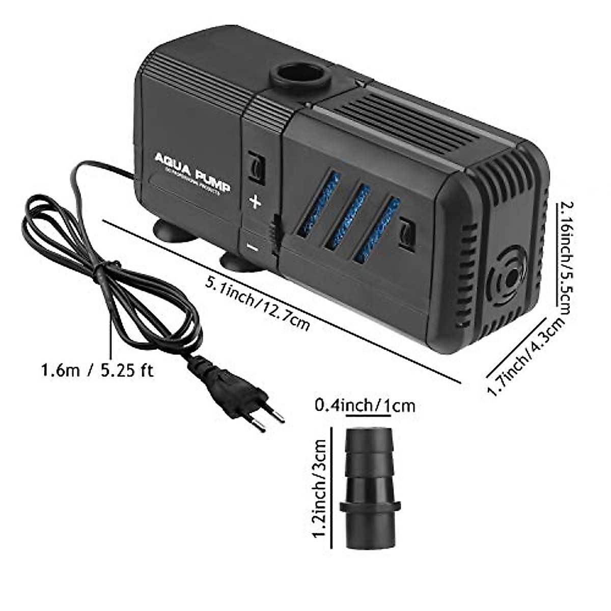 NO.17 Submersible Aquarium Internal Filter 6W, Adjustable Fish Tank Filter with 132 GPH Water Pump for 1-10 Gallon Fish Tank