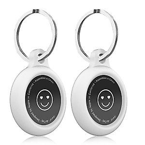 2 Pack Waterproof Keychain for AirTag 2021, White AirTag Holder with Anti-Lost Case Cover for Apple Air Tags Tracker, Accessories for Air Tag Dog Key Finder