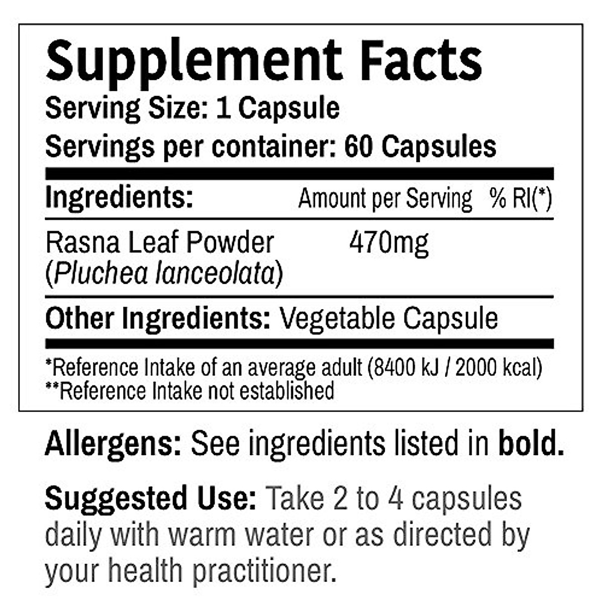 DR WAKDE'S Rasna Capsules (Pluchea lanceolata, 60 Veg Caps, Plant-Based Supplement, Ayurvedic Herb, All Natural, Vegan)