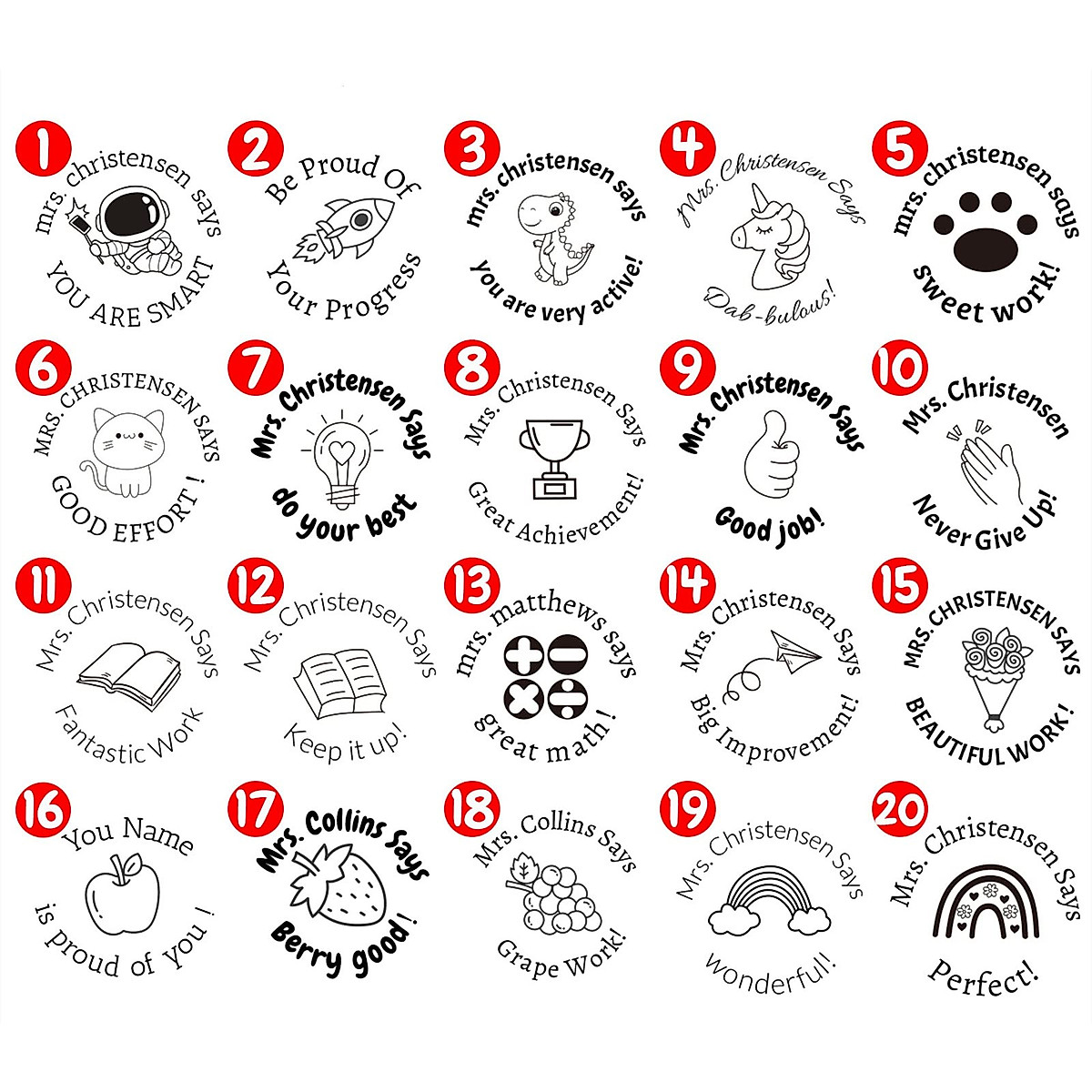 Personalize Custom Teacher Stamp for Grading Classroom Teachers Review Homework Feedback Colorful Stamps