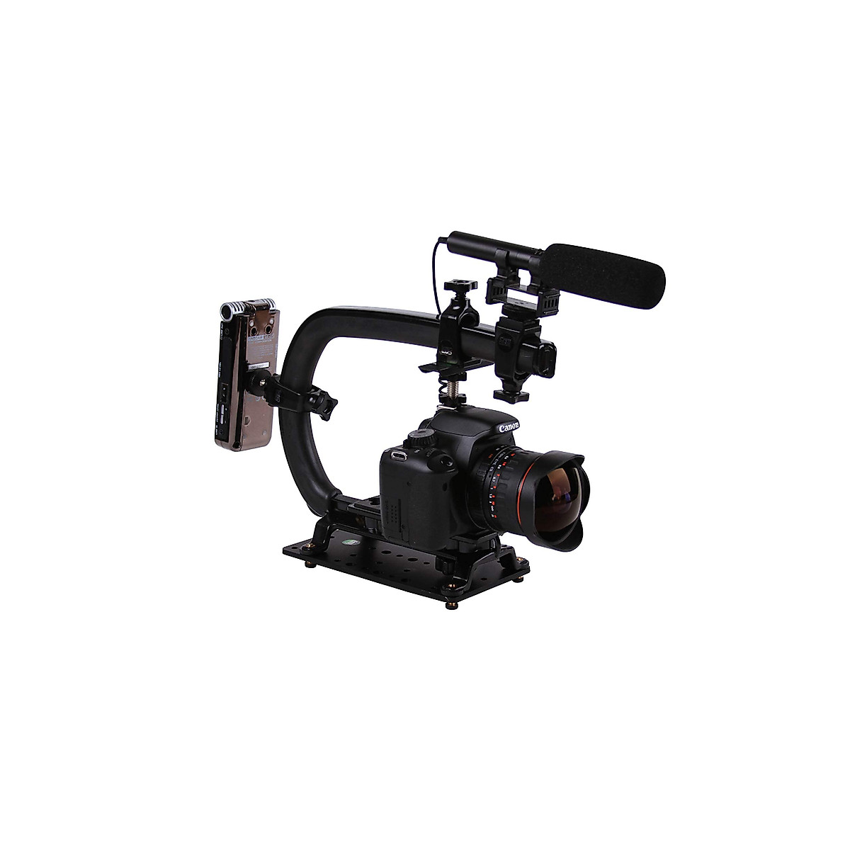 Cam Caddie Scorpion EX MAX Handheld Camera Stabilizer - Pro Steadycam for Most Cameras, Camcorders, Smart Phones and Action Cams - Includes (2) Accessory Shoes + Smartphone/GoPro Adapters - Black