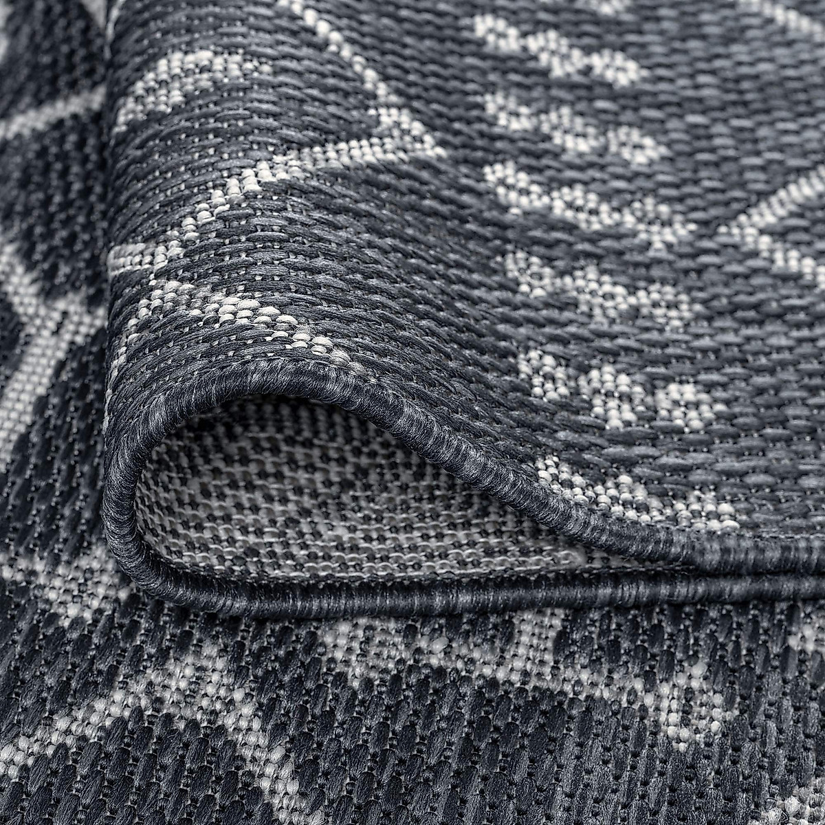 Charcoal Jute Large Water Resistant Indoor Outdoor Rug 8x10 for Entryway Patio Deck Garden Outside Porch Hallway Entry Way Living Room Bedroom Carpet Alfombras para Exteriores