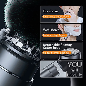 Electric Razor for Men, IPX7 Waterproof Induction Shaver Men's Mini Electric Razor, Rechargeable Shavers for Travel Bathe Use, Portable Wet and Dry Mens Razor,Grey