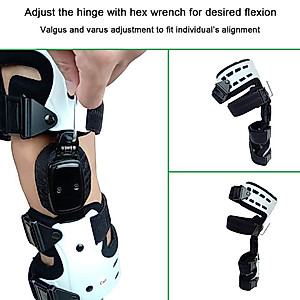 PHASFBJ Orthopedic Hinged Knee Brace, Knee Joint Splint Adjustable Leg Support Fracture Stabilizer for Men & Women ACL Ligament Injuries Sports Injuries Arthritis,Right