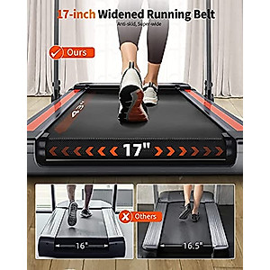 THERUN 2.5HP Treadmill, 2 in 1 Under Desk Walking Pad Treadmill, Electric Compact Space Folding Treadmill for Home Office with LED Touch Screen 0.6-7.6MPH Wider Running Belt, No Assembly Needed