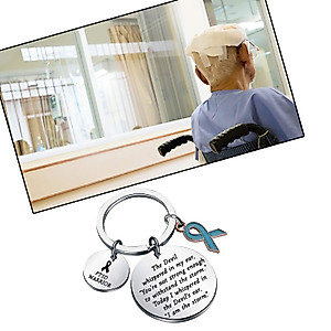 FUSTMW PTSD Keychain Gifts PTSD Awareness Teal Ribbon Gifts PTSD WARRIOR I Am The Storm PTSD Awareness Jewelry Survivor Gifts (silver)