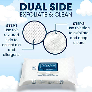 Clean Skin Club XL Premium Face Wipes, 40% Larger Than Normal Wipes, Extra Moist Makeup Removing Towelettes, 30 Count, Facial Cleansing Cloth, Fragrance Free, No Alcohol or Chemicals