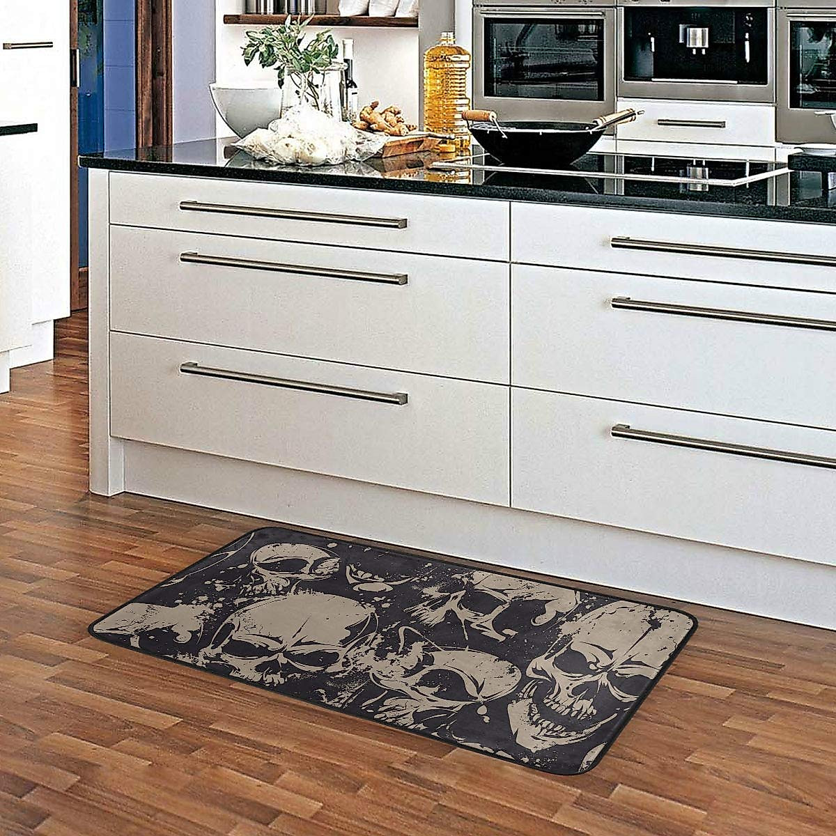 Moudou Skull Kitchen Rug Non-Slip Soft Kitchen Floor Mat Bathroom Rug Doormat Carpet 39 x 20 Inch