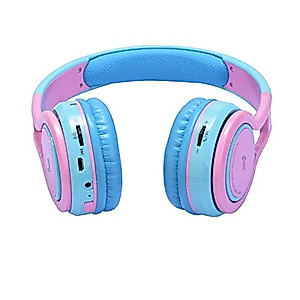 Contixo KB-2600 Cotton Candy Color Kids Headphones - Wireless Headphones for Kids - Premium Sound Limit - Long Lasting Battery - Built-in Mic - Children Bluetooth Headphones for Boys Girls (Blue Pink)