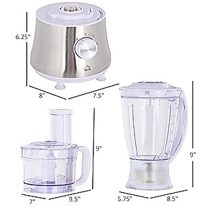 HOMCOM 2 in 1 Blender, Food Processor Combo for Chopping, Slicing, Shredding, Mincing, Pureeing for Vegetable, Meat and Nuts, 500W 5-Cup Bowl, 1.5L Blender Jug, 3 Blades