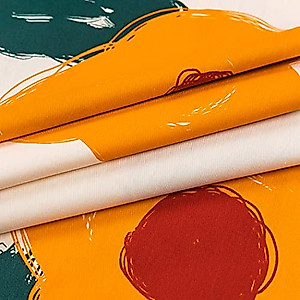 YuHeGuoJi Orange Floral Duvet Cover Queen Size 100% Cotton Botanical Flower Duvet Cover 3 Pcs Set 1 Cartoon Plant Patterned Duvet Cover with Zipper Ties 2 Pillowcases Cute Red Flower Bedding Set