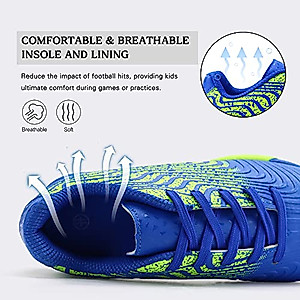 starmerx Boys Girls Turf Soccer Cleats Kids Athletic Soccer Shoes Lace Up Cleats (13,Blue)