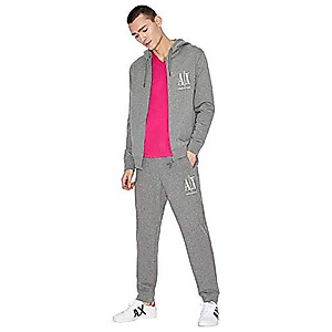 A|X ARMANI EXCHANGE mens Icon Project Embroidered Zip Up Hooded Sweatshirt, Bc09 Grey, X-Small US