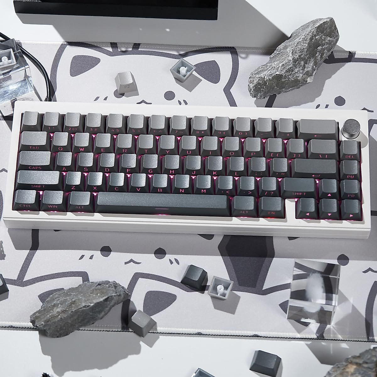 mintcaps Shine Through Keycaps -133keys PBT Doubleshot keycaps Gradient Side Print Cherry Profile Keycap Set for 60% 65% 75% 100% Cherry Gateron MX Switches Mechanical Keyboard