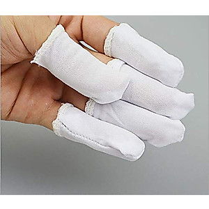 Onwon 100 Pieces Finger Cots Cotton Finger Guards Elastic Fabric Finger Gloves Finger Protection