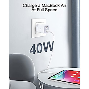 Dual Port 40W USB-C Wall Charger, Samsung Charger Block PD Power Adapter for iPhone 14/14 Pro/14 Pro Max/14 Plus/13 12 11 Pro Max, Samsung Galaxy S22 / S22 Ultra/S22 Plus/S21/S21 Ultra/S21 Plus-White