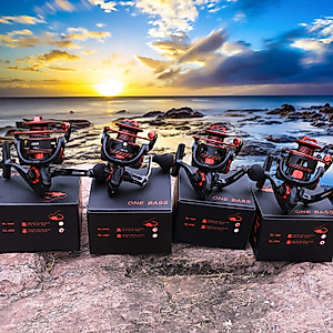 One Bass Fishing reels Light Weight Saltwater Spinning Reel - 39.5 LB Carbon Fiber Drag,12+1 BB Ultra Smooth All Aluminum Inshore Reel for Saltwater or Freshwater