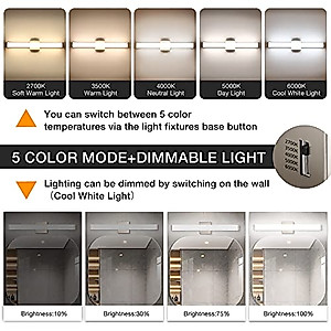 YHTlaeh Bathroom Vanity Light Brushed Brass Square Led 24 inch 14W 5 CCT Adjustable Color Temperature Wall Bar Lighting Fixtures Over Mirror