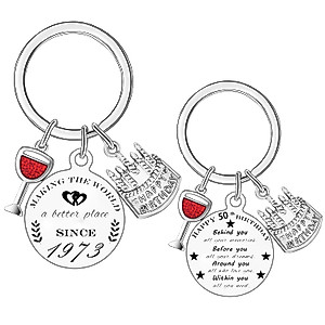 Happy 50th Birthday Keyring for Daughter Sister Niece Birthday Gift for Women Inspirational Birthday Keychain for Friend (50th)