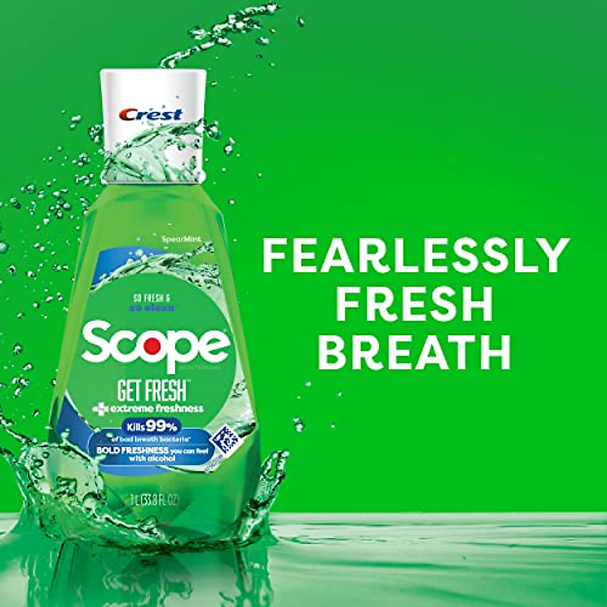 Crest Scope Get Fresh Mouthwash with Alcohol, Fights Plaque and Gingivitis, Spearmint 1L