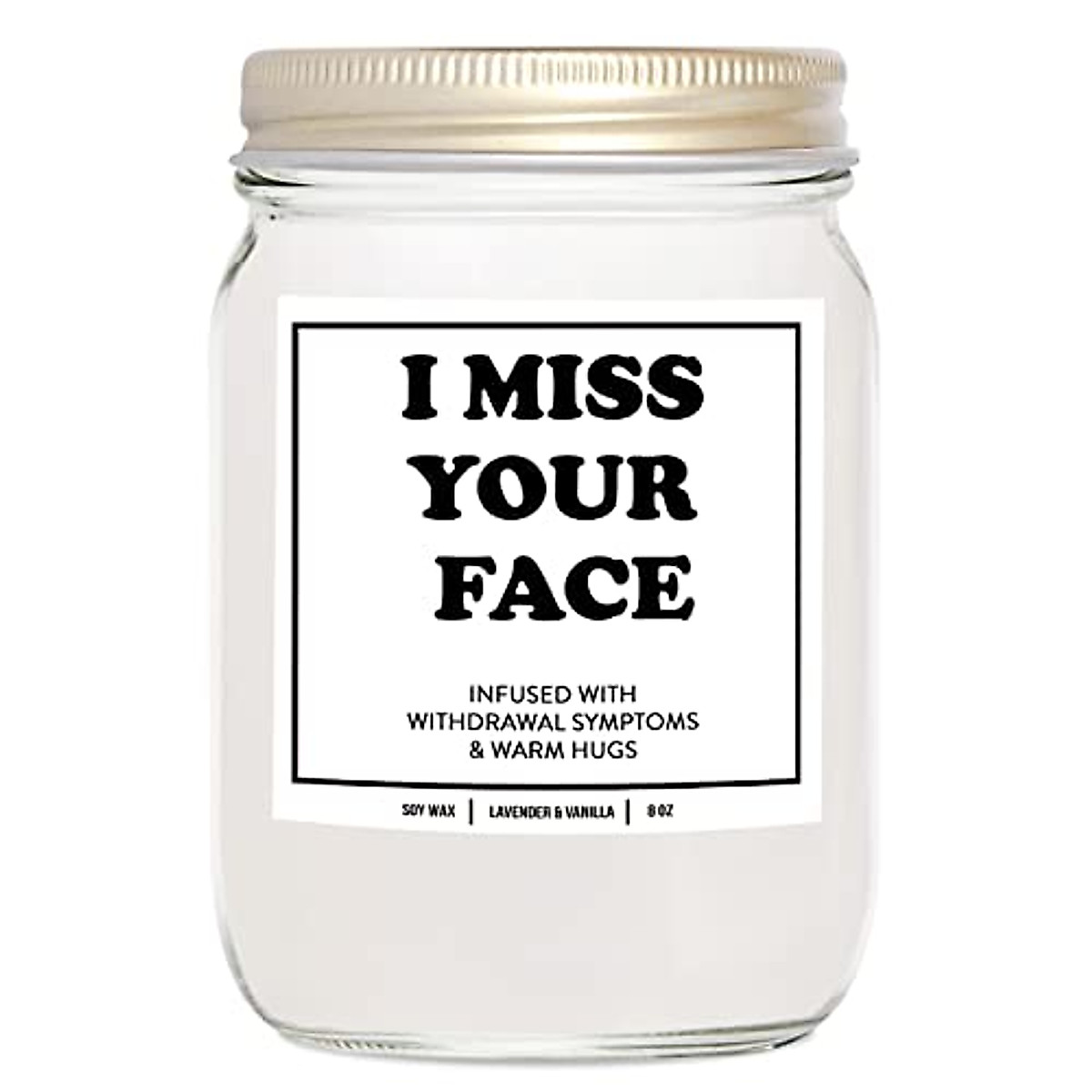 YouNique Designs Scented Candles - Soy Candles Thinking of You Gifts for Women & Men, I Miss Your Face Candle, Long Distance Relationship Gifts 8 Ounce Lavender Candles for Women (Lavender & Vanilla)