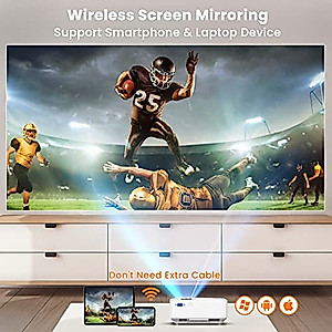 VYSER Projector, 7500L Outdoor Portable Projector with WiFi, 240" Display Full HD 1080P Home Theater Movie Projector, Wireless Smart Connection Compatible with Phone/TV Stick/USB/HDMI/VGA/AV/SD