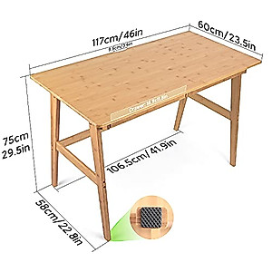 Nnewvante Writing Computer Desk 46" Bamboo Home Office Table with 2 Drawers, Modern Furniture Simple Study Makeup Workstation